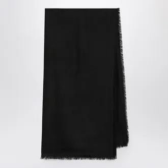 Gucci Schwarzer GG-Schal aus Wolle und Seide in Jacquard