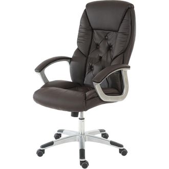 Hhg Profi-Bürostuhl H42 XXL, Chefsessel Drehstuhl, 150kg belastbar Kunstleder braun