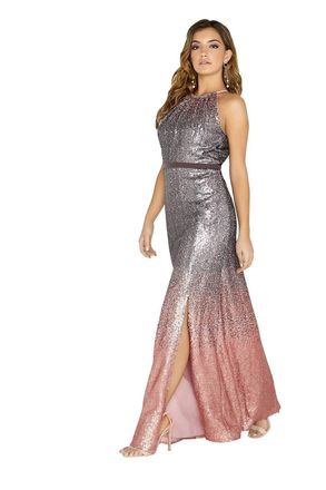 Little Mistress hummel Damen Little Mistress Maxikleid Tina Ombre Pailletten, 6 UK, Rosa Kleid, RosaRose 001
