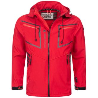 Arctic Seven Herren Softshell Jacke Funktionsjacke Outdoor Regenjacke Atmungsaktiv Fleece Innenfutter AS088 [AS-088-Rot-Gr.XXL]