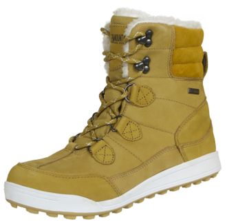 Guggen Mountain Damen Fellstiefel mit Lammwolle Winterstiefel Braun