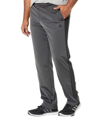 adidas Mens Big & Tall Essentials Warm-Up Open Hem 3-Stripes Tracksuit Bottoms, Dark Grey Heather/Black, 3X-Large/Tall