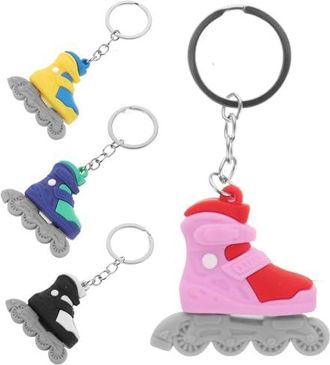 Kesyoo Porte-cl&eacute;s en PVC 4 pi&egrave;ces (jaune, noir, bleu, rose) pendentifs pour sac &agrave; dos et sac cadeau original pour ann&eacute;e