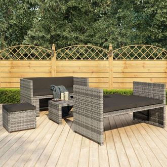 vidaXL Vidaxl - Salon de jardin 5 pcs avec coussins R&eacute;sine tress&eacute;e Gris