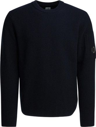 C.P. Company C.p. Company, Homme, Pulls, Bleu, Taille: M Lambswool GRS Crewneck Lens Sweater