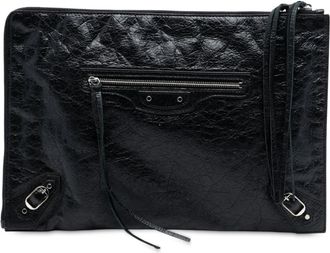 Balenciaga Clutches - Lambskin Motocross Classic Zip Around Flat Clutch - Gr. unisize - in Schwarz - f&uuml;r Damen