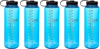Nalgene HDPE Trinkflasche, weites Mundst&uuml;ck, BPA-frei, 1,42 l, Unisex-Erwachsene, Blue 5-Pack