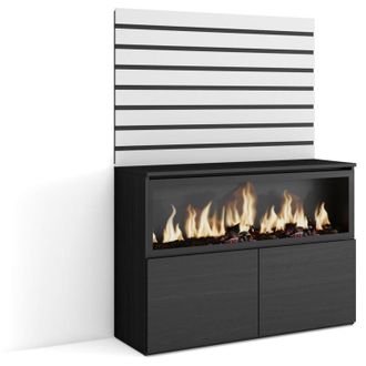 Skraut Home Sideboard, Kommode, Aufbewahrungsschrank, 107x145x35 cm, F&uuml;r Schlafzimmer, Zimmer, Elektrokamin xxl, Moderner Stil, Wei&szlig; - Skraut Home
