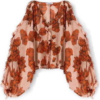 Motivi Femme, Blouses et Chemises, Multicolore, Taille: 42 FR Chemisier Floral &agrave; Manches Amples