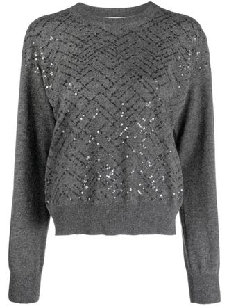 Brunello Cucinelli Pullover mit Pailletten - Grau