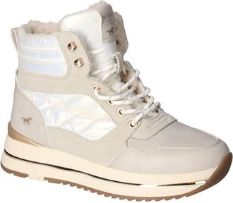 Mustang Jeans Damen Stiefelette Plateausohle warm gefüttert Schnürboots 1480-602, Größe:38 EU, Farbe:Beige