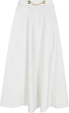 Elisabetta Franchi Femme, Robes, Beige, Taille: 40 FR Jupe Duchesse avec Logo Bijou