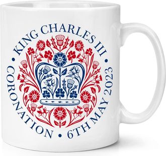 Gift Base Krönungs-Emblem König Charles III 295 ml Tasse König Krönung Gedenkgeschenk Seine Majestät 6. Mai 2023