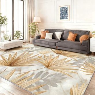 Generic Paillasson Antid&eacute;rapant Beige Or 160 x 230 cm, Tapis de Sol dint&eacute;rieur Lavable pour entr&eacute;e Cuisine Chambre &agrave; Coucher paillasson d&eacute;coratif, imprim&eacute; Boh