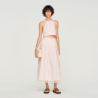 Sandro Langer Baumwollrock mit Borten