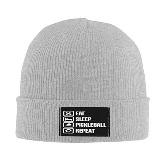 Generic Classique Bonnet Souple Tricot&eacute;, Manger, Dormir, Boule, r&eacute;p&eacute;ter, L&eacute;ger Knit Beanie, Bonnet Hiver Chaud Tricot pour Femme, Ski, Adultes