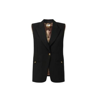 Elisabetta Franchi Baumwoll-Gabardine-Weste mit Schmuckkn&ouml;pfen - - Jackets - Damen - Schwarzk - S
