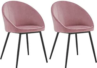 Happy Garden Lot de 2 chaises Vintage Diane en Velours Rose, Pieds en métal