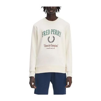 Fred Perry Eleganter Lorbeerbestickter Pullover - - Sweatshirts & Hoodies - Herren - Wei&szlig; - M