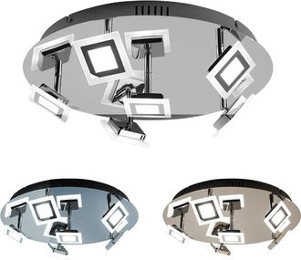 Wofi Leuchten LED Deckenlampe Deckenleuchte Fernbedienung dimmbar Nachtlicht bewegliche Spots, Glas Kunststoff Metall Chrom, DxH 45x10 cm, Wofi 9197.12.01.6450