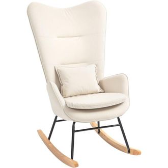 Liberte Liberté - Fauteuil à bascule,Revêtement Tissu blanc,Style Scandinave,pour Salon,Chambre,Balcon