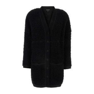 Giorgio Armani Femme, Pulls, Noir, Taille: 36 FR Cardigan Doux en Peluche Noir