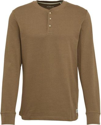s.Oliver Langarmshirt T-Shirt Langarmshirt mit Henleyausschnitt und &Auml;rmel-B&uuml;ndchen