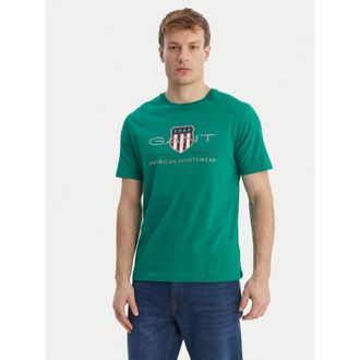 GANT T-Shirt Archive Shield 2003199 Gr&uuml;n Regular Fit