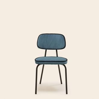 Madura Chaise Ysabeau Dalila bleu de gris et noir - BLEU