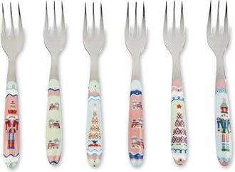 Excelsa Xmas Sweet Pastels Set mit 6 Kuchengabeln, Edelstahl, 15 cm, Weihnachtsdekoration