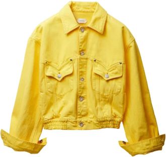 Versace Femme, Vestes, Jaune, Taille: 38 FR Blouson en denim oversize
