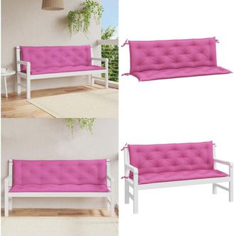 vidaXL Coussins de banc de jardin lot de 2 rose 150x50x7 cm tissu - Coussin De Banc - Coussin Dext&eacute;rieur - Coussin Jardin - Coussin D&eacute;coratif - Coussin