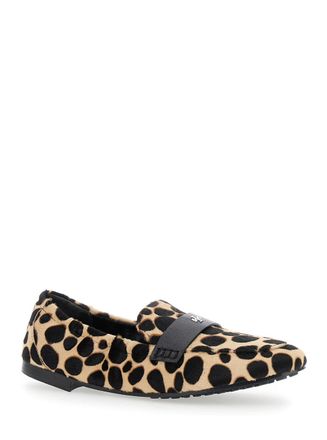 Tory Burch Womens Loafers Beige Leather Animal Print Multicolour Calfskin