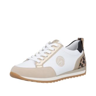 Remonte Sneaker REMONTE, Damen, Gr. 39, wei&szlig;, natur, leo, Lederimitat, Schuhe Sneaker, Schn&uuml;rschuh, Halbschuh, Casual-Sneaker mit gepolstertem Schaftrand