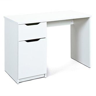 Inter Link SAS Bureau avec tiroir et porte latérale - couleur blanche - 115 x 76 x 55 cm - Westphalen 1T1S