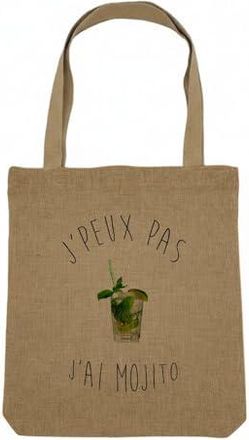 Fabulous Sac Shopping Tote Bag Aspect Lin - JPeux Pas JAi Mojito Humour - Sac de Courses Toile Epaisse 360g Beige Naturel Cabas Port&eacute; Epaule Solide Imprim&eacute; en 