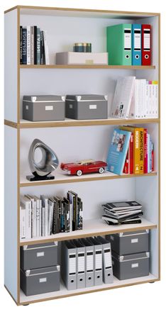 VCM Holzregal stehend | platzsparender Aktenschrank | Ma&szlig;e ca. B. 100 x H. 183 x T. 33 cm | Elegantes Regal | B&uuml;roregal - Salia 5fach B. 100 cm