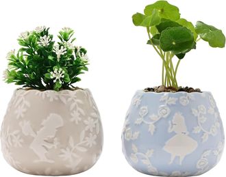 Widdop and Co Disney Alice im Wunderland Mini-Pflanzgefäße mit Kunstpflanzen, 2 Stück