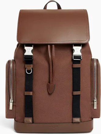 Le Tanneur Sac &agrave; dos &agrave; rabat Maurice en toile coton et cuir lisse