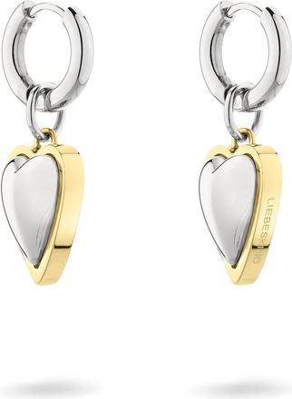 Liebeskind BERLIN Metal Heart Ohrring - Ohrstecker aus Edelstahl - Bicolor Silber/IP Gold - 2,8 cm - Scharnierverschluss - wasserfest & hautfreundlich