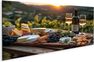 Islandburner Bild auf Leinwand Auswahl für Verkostung von handem Käse und Wein Bilder Wandbilder Poster