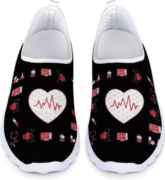 CHAQLIN 3D Neuheit Sport Laufschuhe Nette Krankenschwester Turnschuhe für Frauen Damen Casual Garden Walking Jogging Schuhe Holiday Beach Wasserschuhe Schwarz