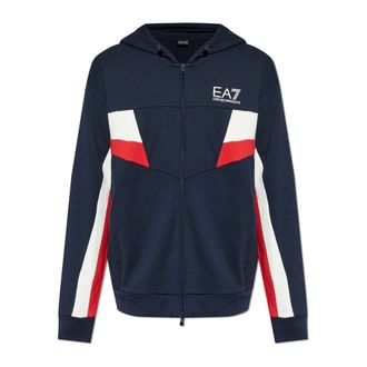 Emporio Armani Emporio Armani Ea7, Homme, Sweatshirts et sweats &agrave; capuche, Bleu, Taille: L Logo Jersey Zip Sweat &agrave; capuche