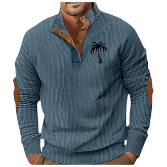 Generico Sweat à col roulé avec cornes de rennes 3D de Noël décontracté pour homme Mode dhiver avec capuche et imprimé Costume de mariage pour homme, bleu mari