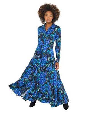 Joe Browns Robe Longue Florale boh&egrave;me avec Bordure Miroir, Bleu, 44