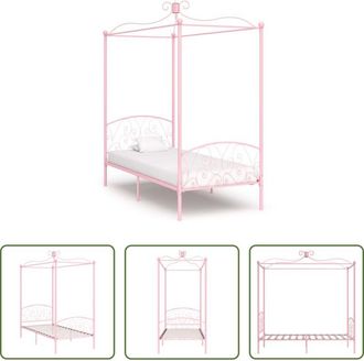 vidaXL vidaXL Metallbett - Himmelbett-Gestell Rosa Metall 100 x 200 cm