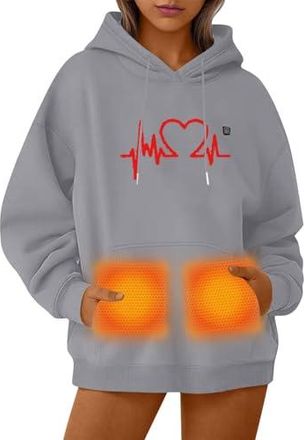 Generic Sweat &agrave; capuche chauffant unisexe rechargeable avec r&eacute;glages de chaleur r&eacute;glables - Doublure en polaire confortable - Parfait pour les activit&eacute;s de pl