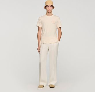 Sandro Baumwoll-T-Shirt mit H&auml;kelblume