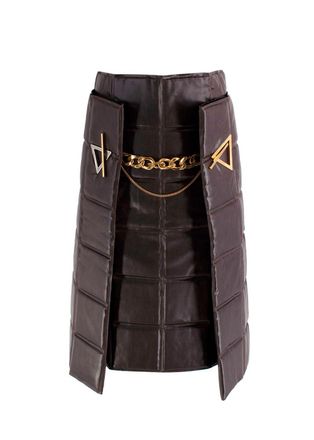 Bottega Veneta Chain Link Chocolate Brown Padded Two Piece Skirt Size XS