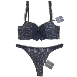 Chantal Thomass Fine Polka Dot Padded Half Cup Bra & Thong Set Size S
